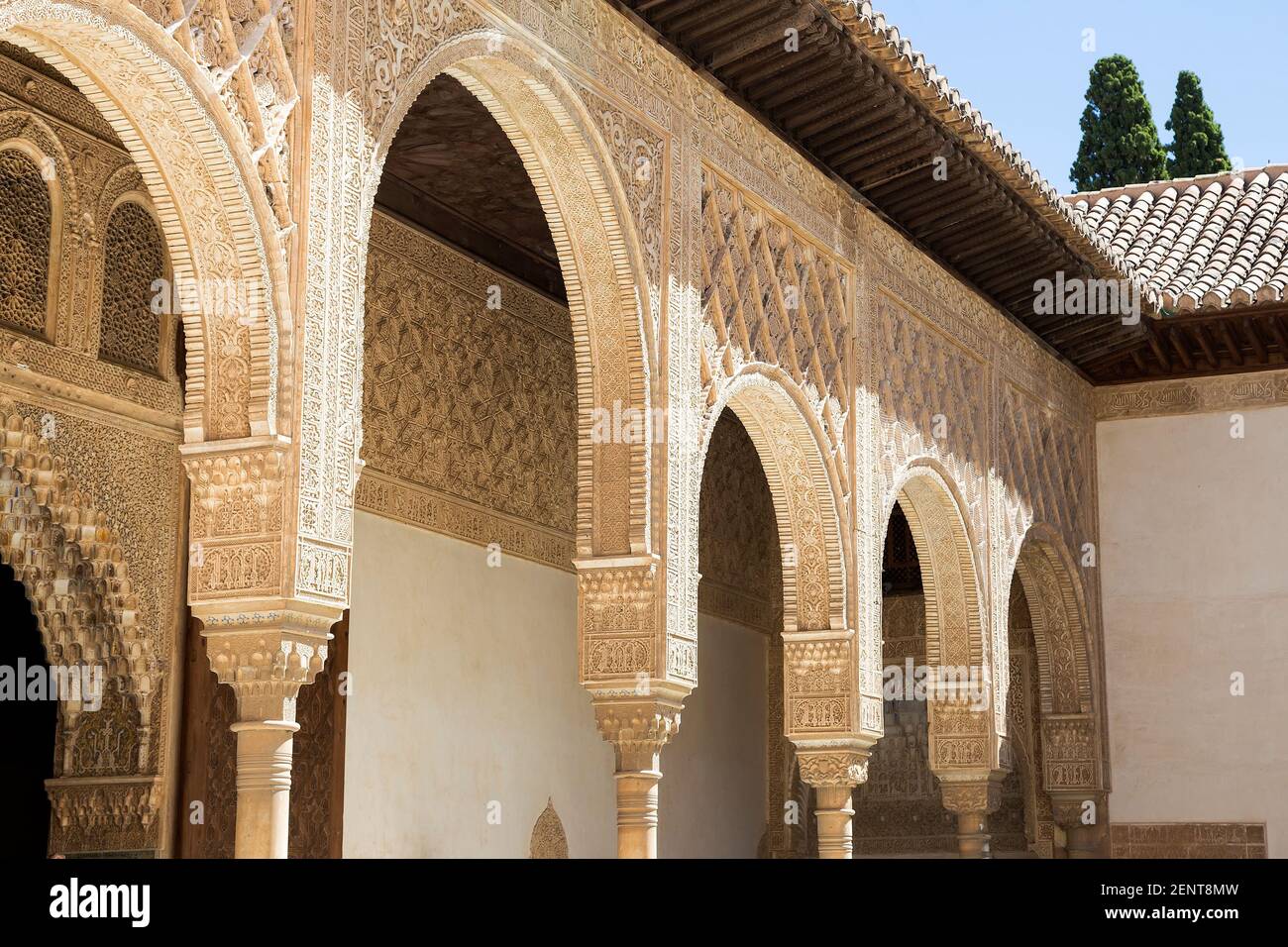 Arches in Islamic (Moorish) style in Alhambra, Granada, Spain Stock ...