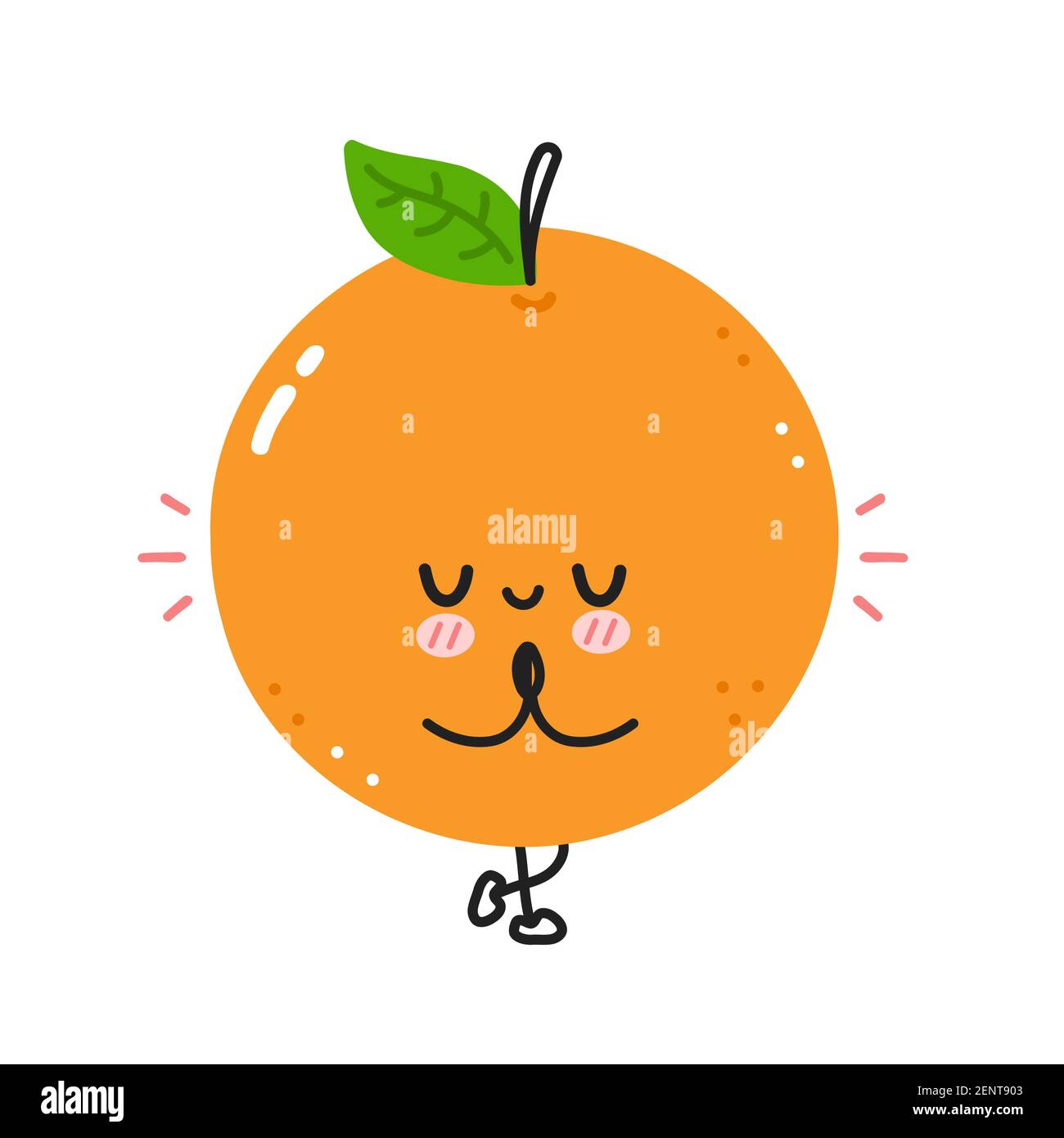 Cute funny orange meditate in yoga pose. Vector flat line cartoon ...