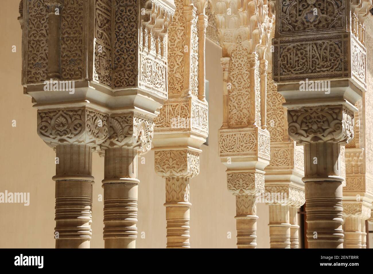 Columns in Islamic (Moorish) style in Alhambra, Granada, Spain Stock ...