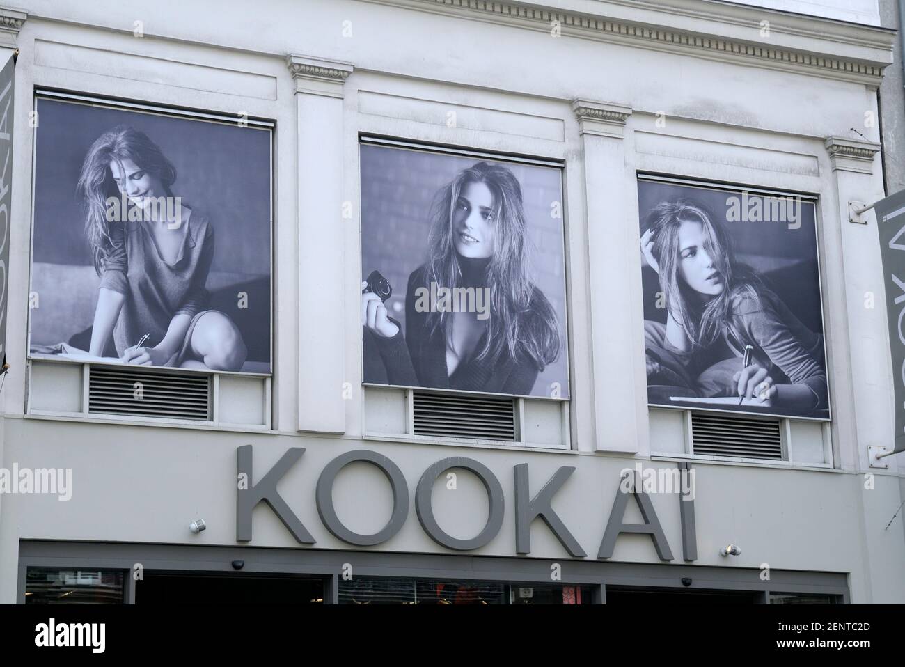 Three women in a Kookai advertisement, Paris, Île-de-France, France ...