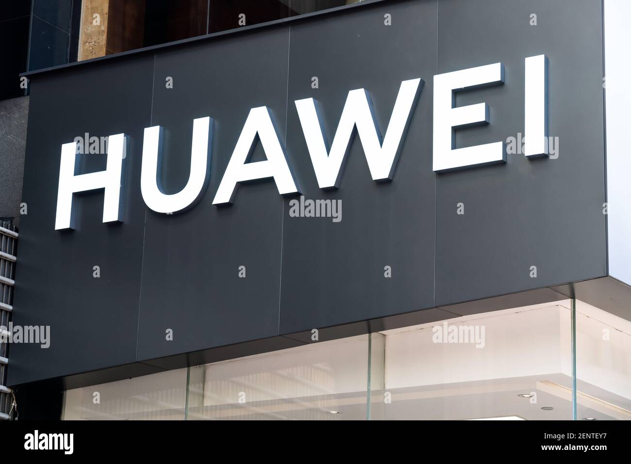 Chinese multinational technology company Huawei logo seen in Shanghai ...