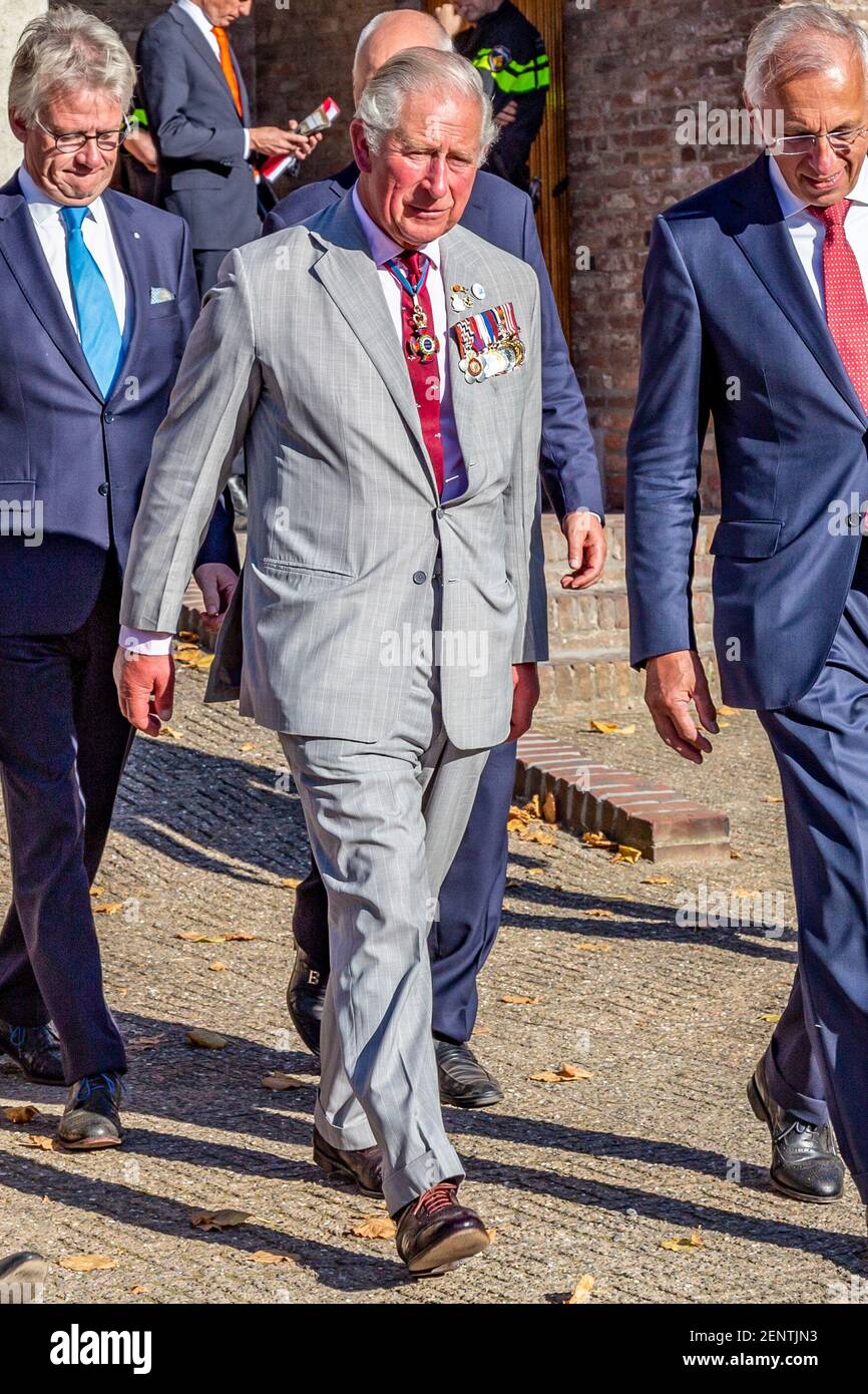 Prince Charles of Wales during a visit to the Poland Monument and the ...