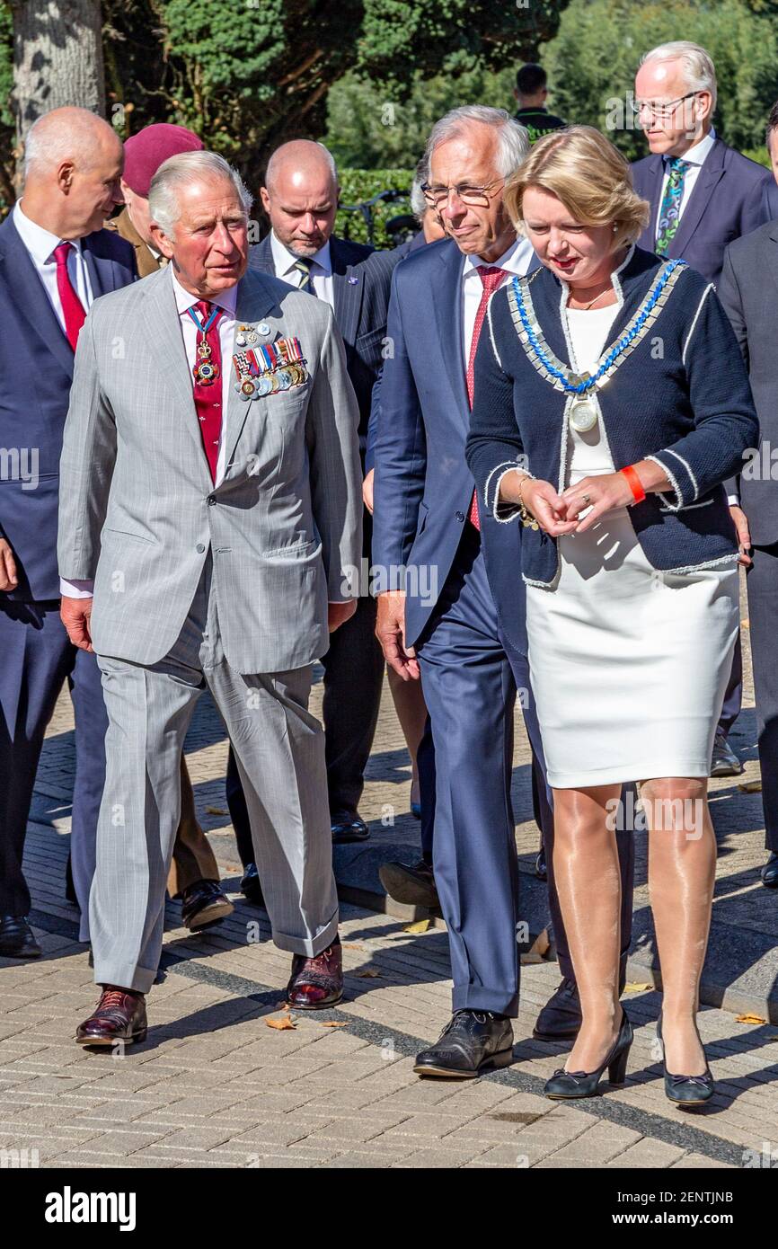 Prince Charles of Wales during a visit to the Poland Monument and the ...