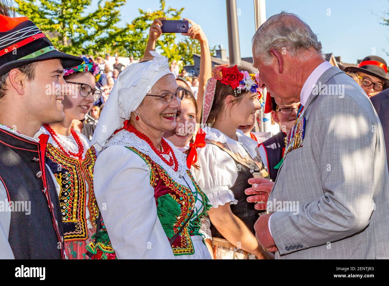 Prince Charles of Wales during a visit to the Poland Monument and the ...