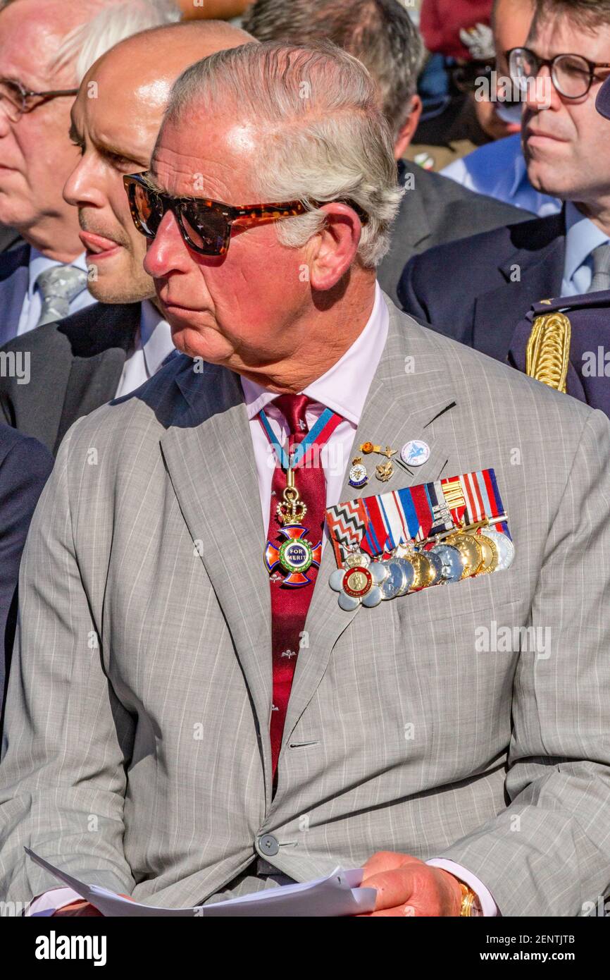 Prince Charles of Wales during a visit to the Poland Monument and the ...