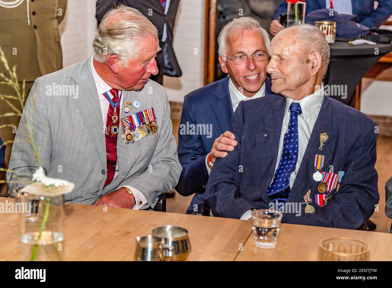 Prince Charles of Wales during a visit to the Poland Monument and the ...