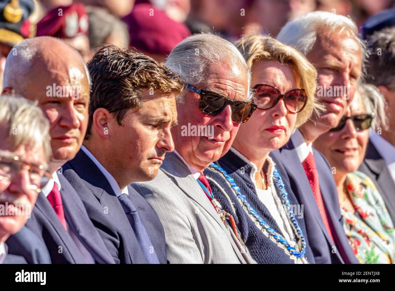 Prince Charles of Wales during a visit to the Poland Monument and the ...