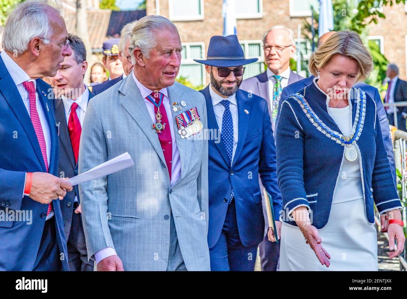 Prince Charles of Wales during a visit to the Poland Monument and the ...