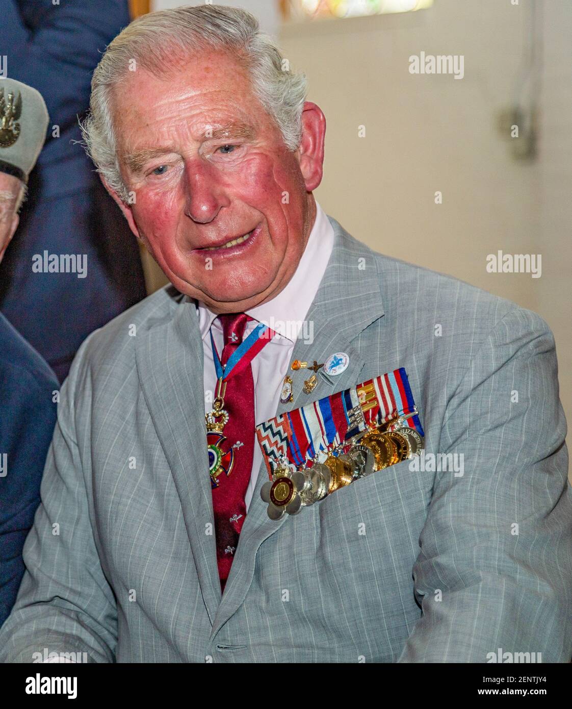 Prince Charles of Wales during a visit to the Poland Monument and the ...