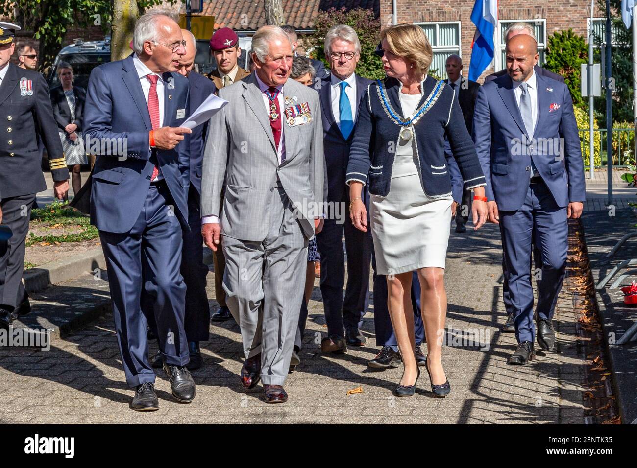 Prince Charles of Wales during a visit to the Poland Monument and the ...
