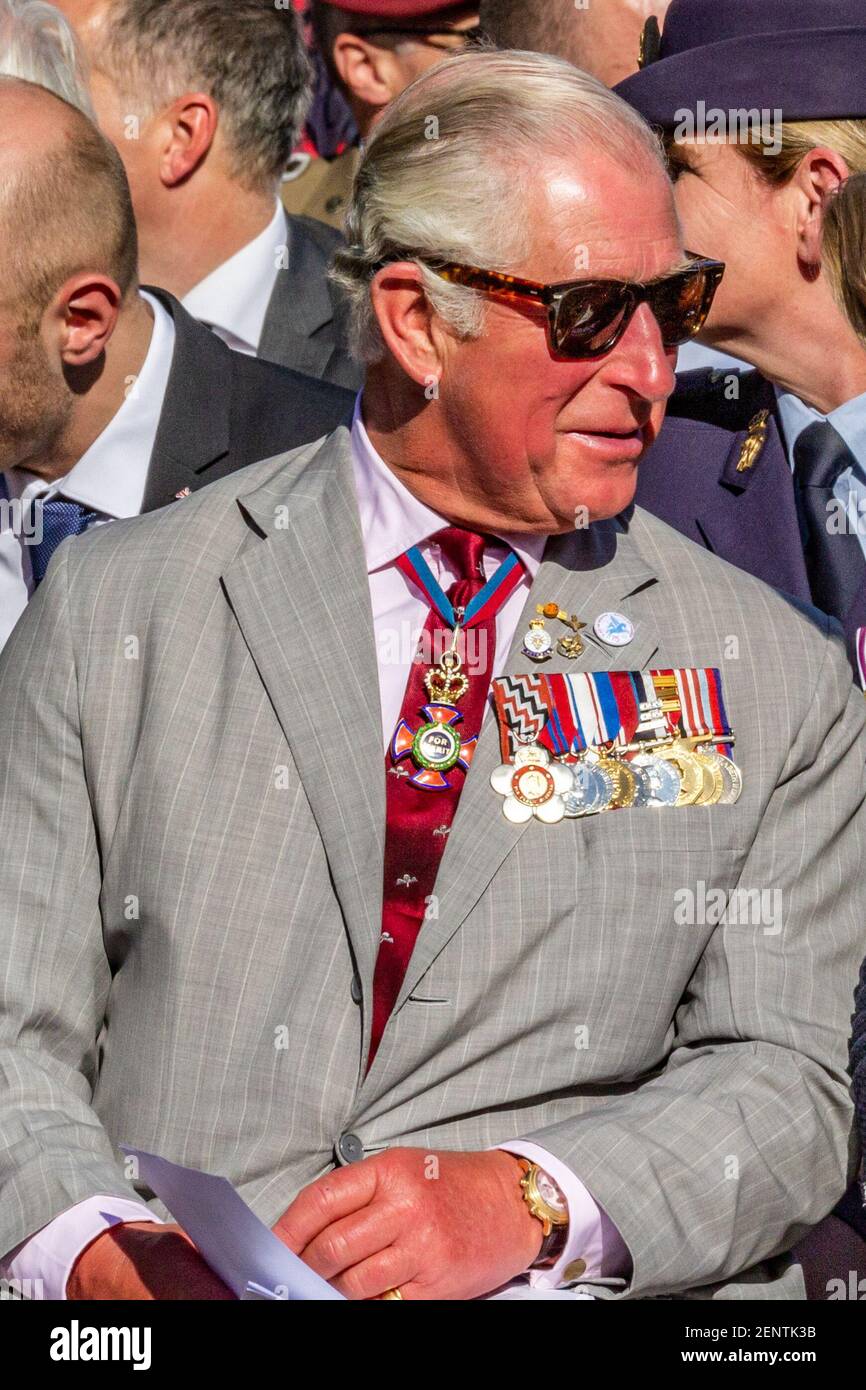 Prince Charles of Wales during a visit to the Poland Monument and the ...