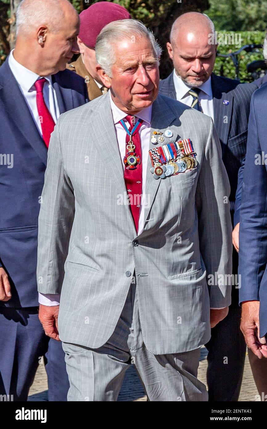 Prince Charles of Wales during a visit to the Poland Monument and the ...