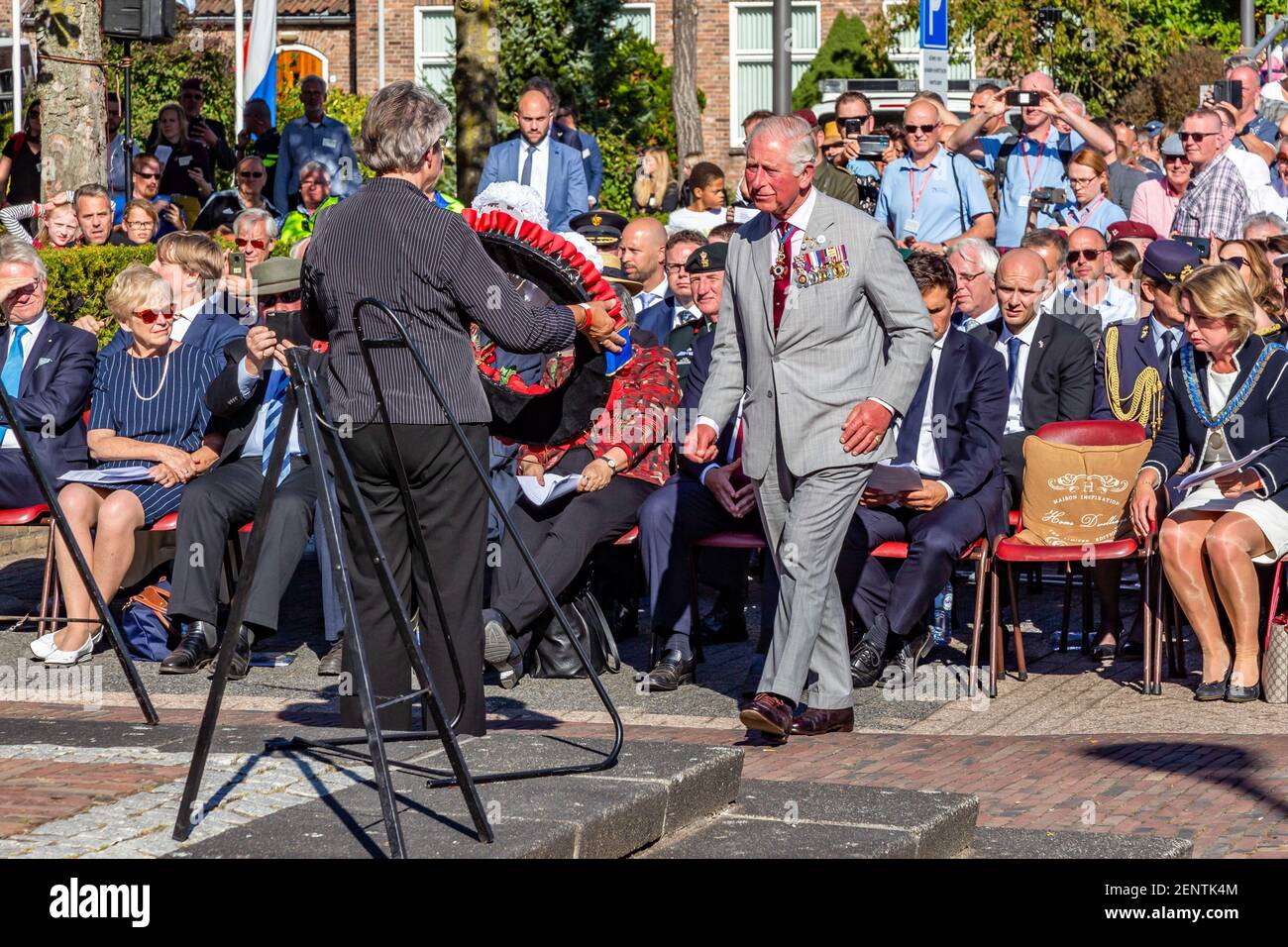 Prince Charles of Wales during a visit to the Poland Monument and the ...