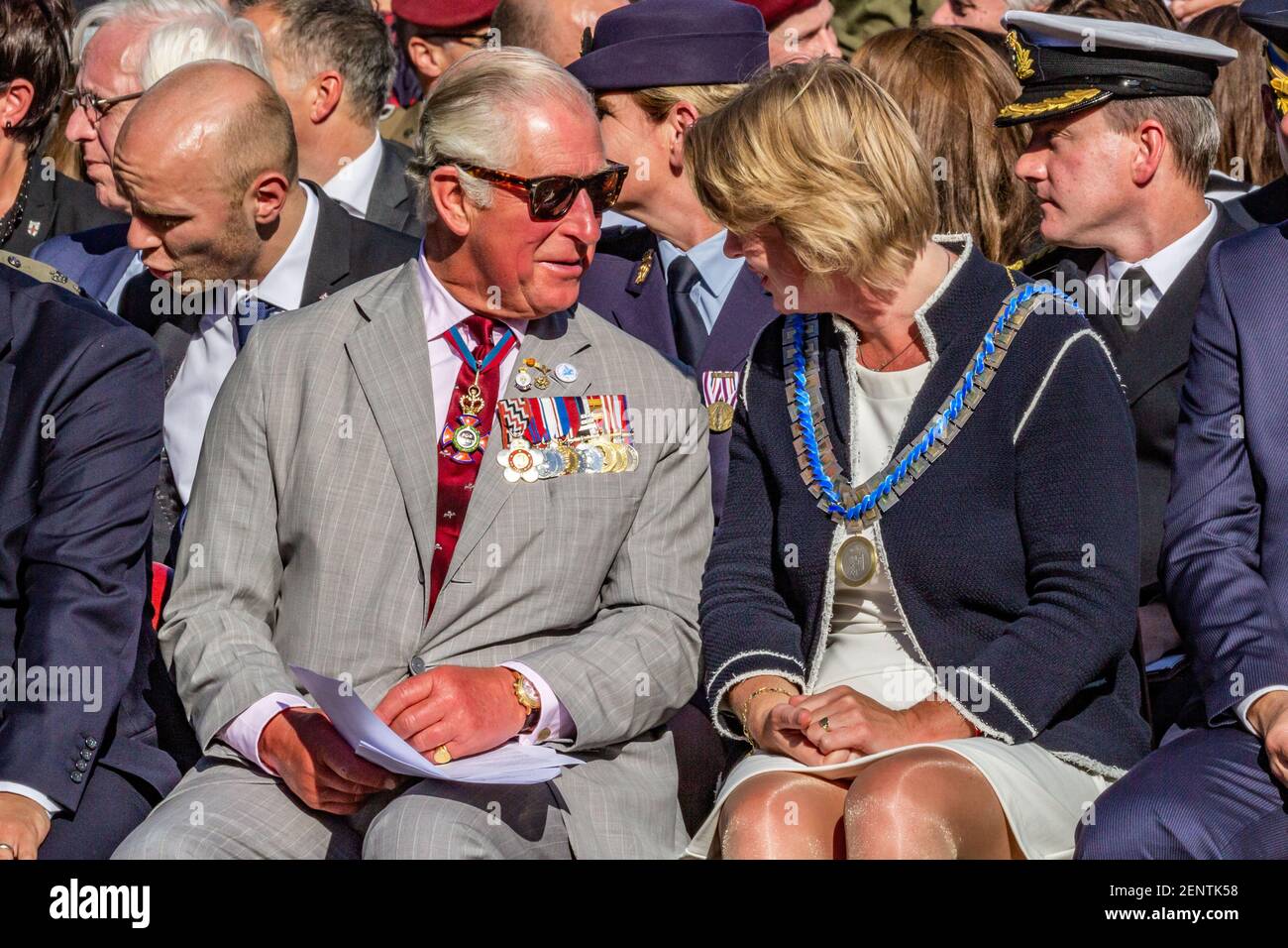 Prince Charles of Wales during a visit to the Poland Monument and the ...