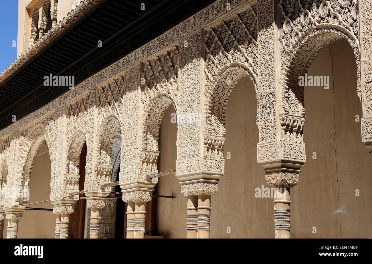 Arches in Islamic (Moorish) style in Alhambra, Granada, Spain Stock ...