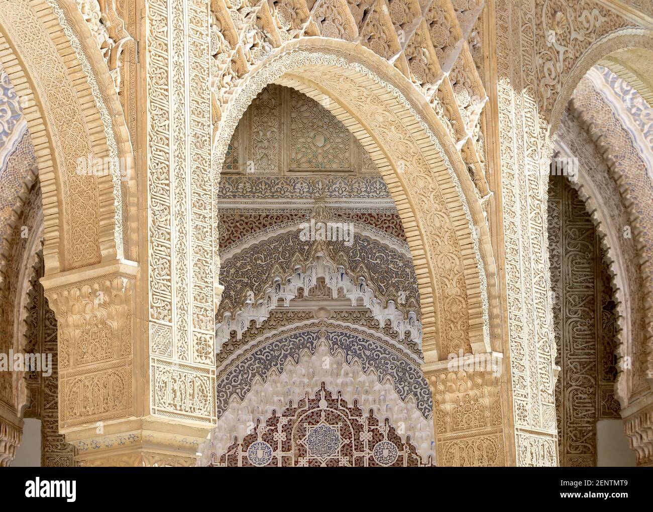 Arches in Islamic (Moorish) style in Alhambra, Granada, Spain Stock ...
