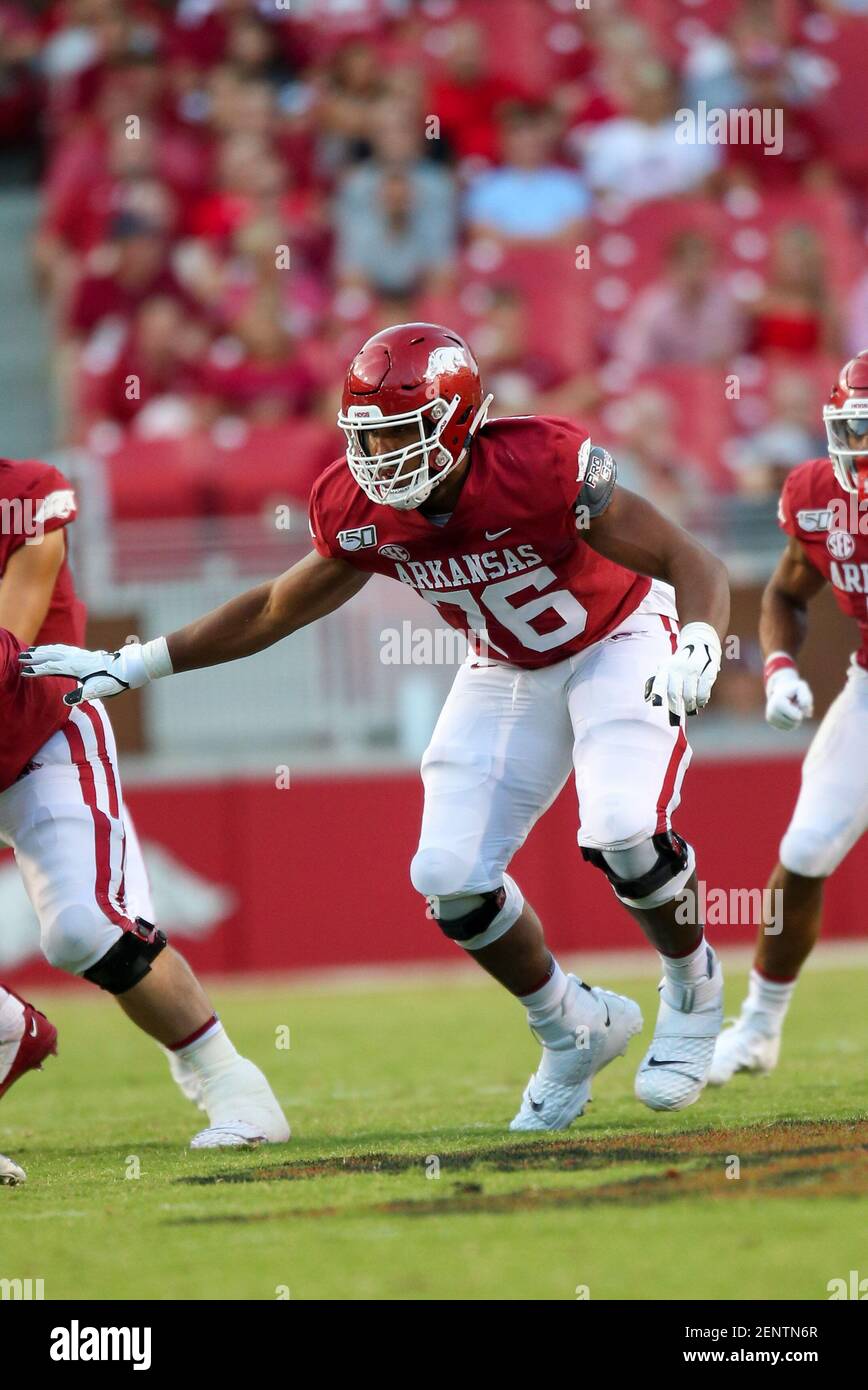 September 21, 2019: Myron Cunningham #76 Razorback offensive lineman ...