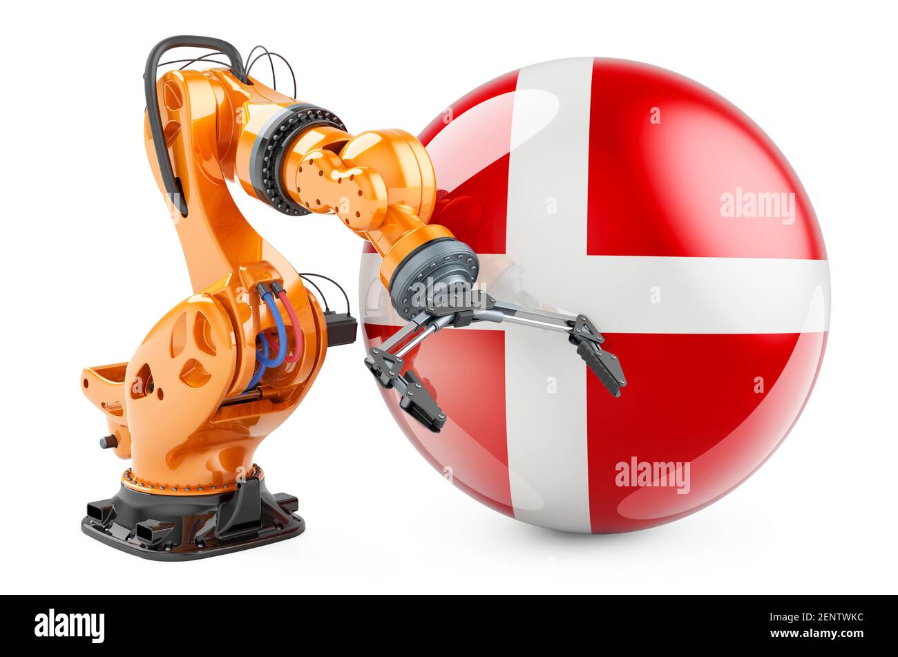 Robotic arm with Danish flag. Modern technology, industry and ...