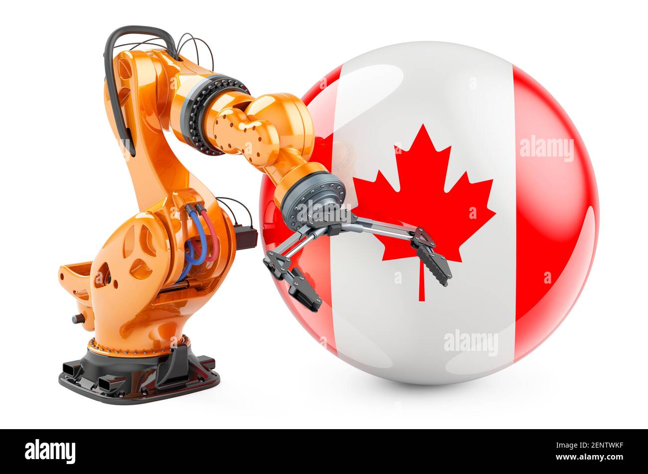 Robotic arm with Canadian flag. Modern technology, industry and ...