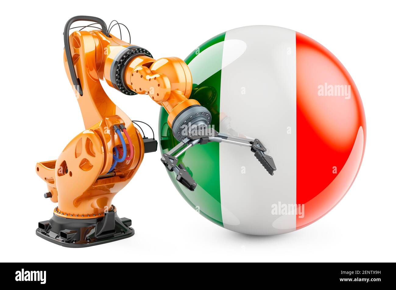 Robotic arm with Irish flag. Modern technology, industry and production ...