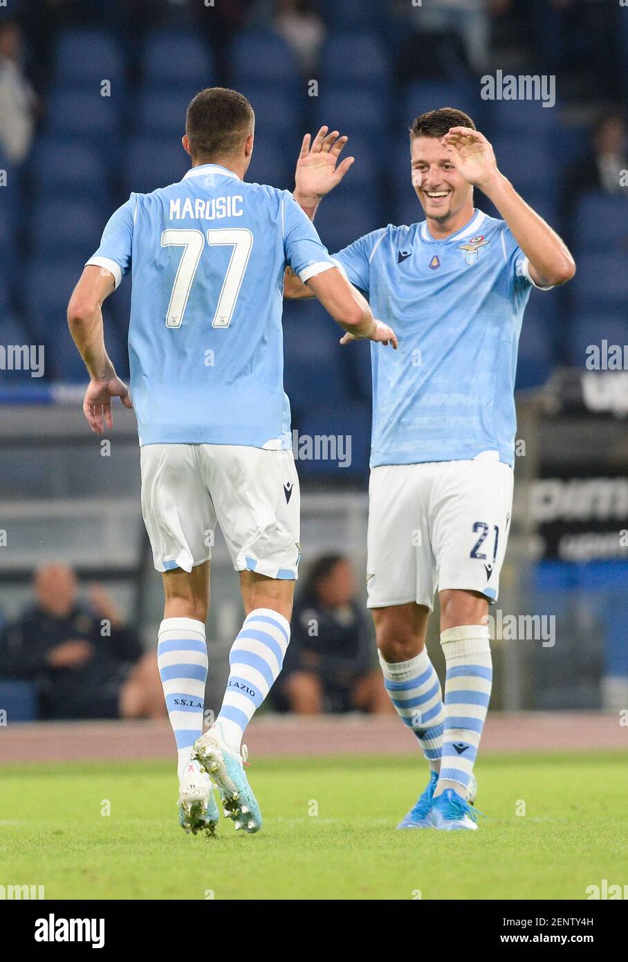 Adam Marusic celebrates after scoring goal 2-0 with Sergej Milinkovic ...
