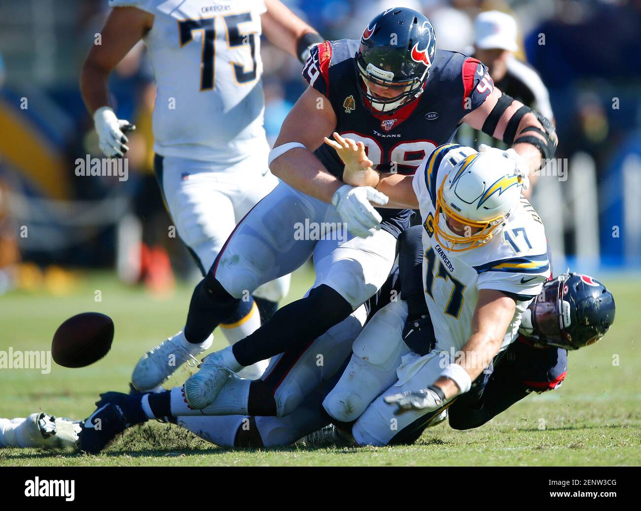 Houston Texans Whitney Mercilus causes Los Angeles Chargers Philip ...
