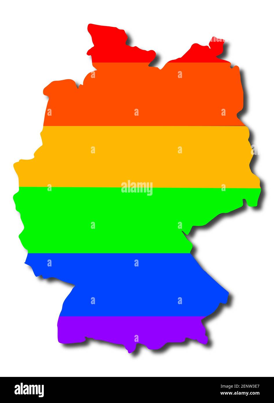 Map of Germany with LGBTQ pride colors illustration Stock Photo - Alamy