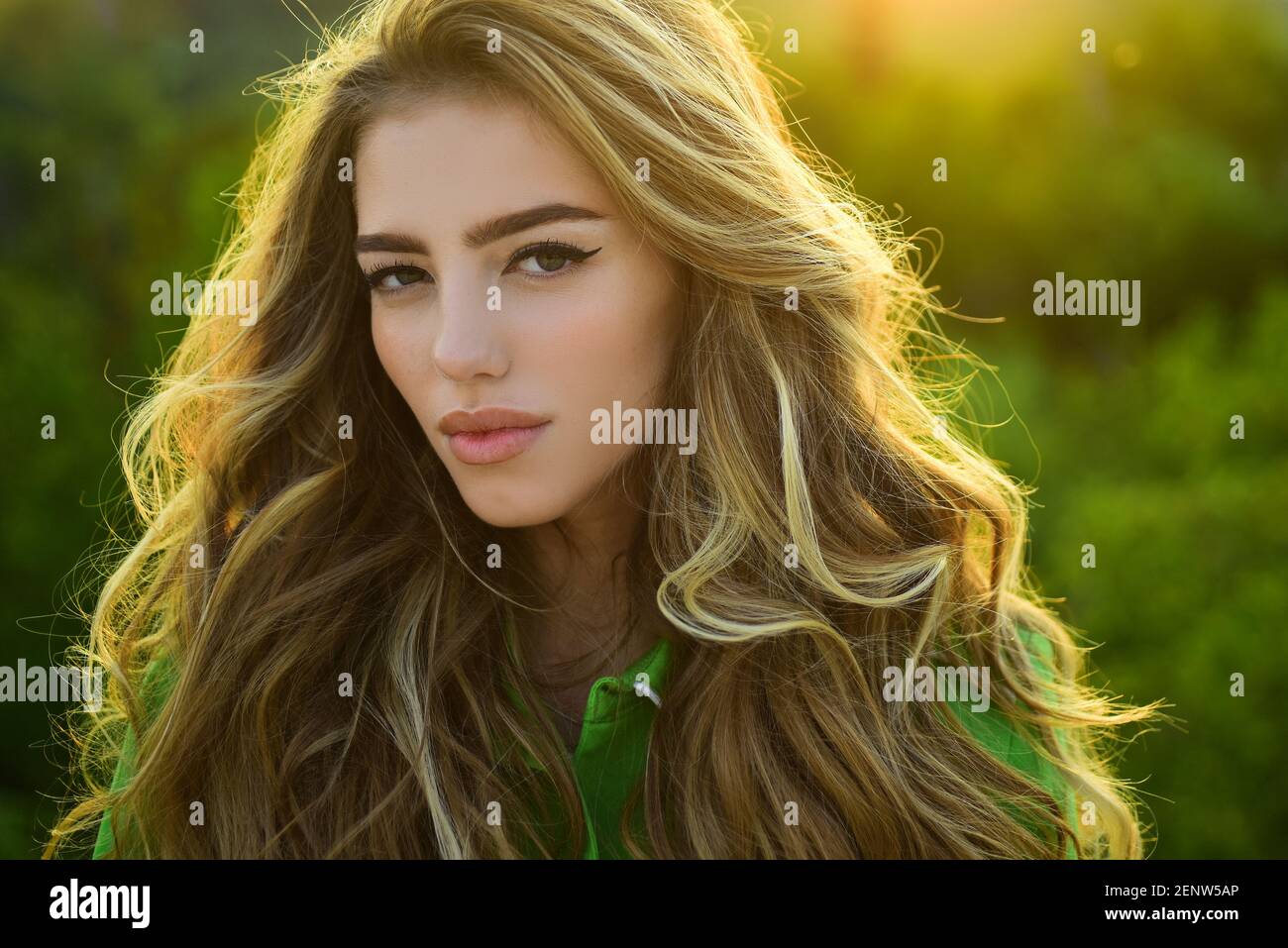 Spring beauty fashion woman outdoor. Treatment and skincare. Natural ...