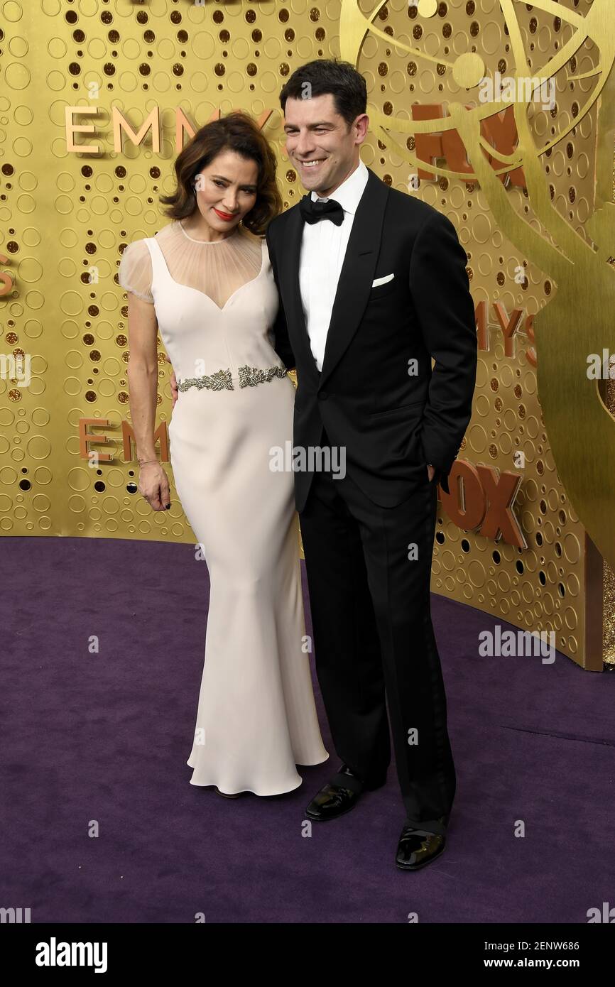 Tess Sanchez and Max Greenfield at the 71st Primetime Emmy Awards held ...
