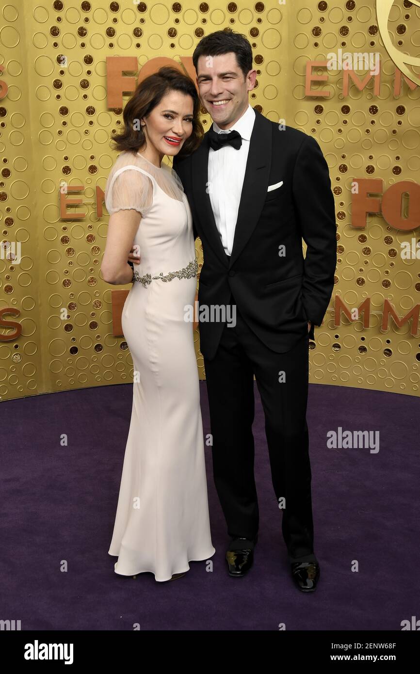 Tess Sanchez and Max Greenfield at the 71st Primetime Emmy Awards held ...