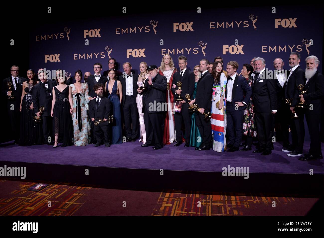 The cast of Game of Thrones poses in the press room at the 71st ...