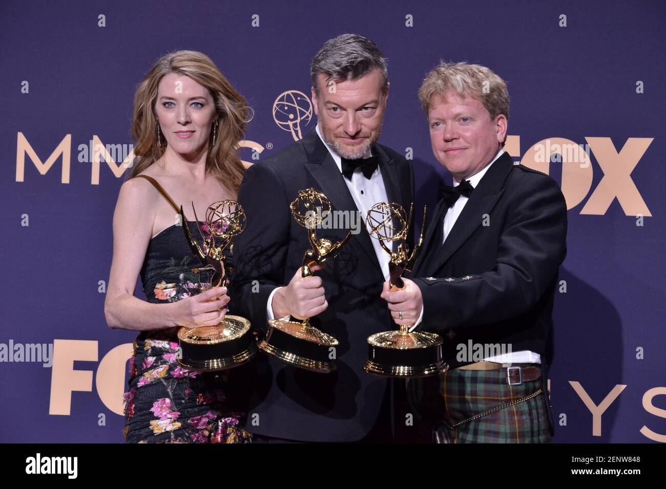 Annabel Jones, Charlie Brooker, and Russell McLean poses in the press ...