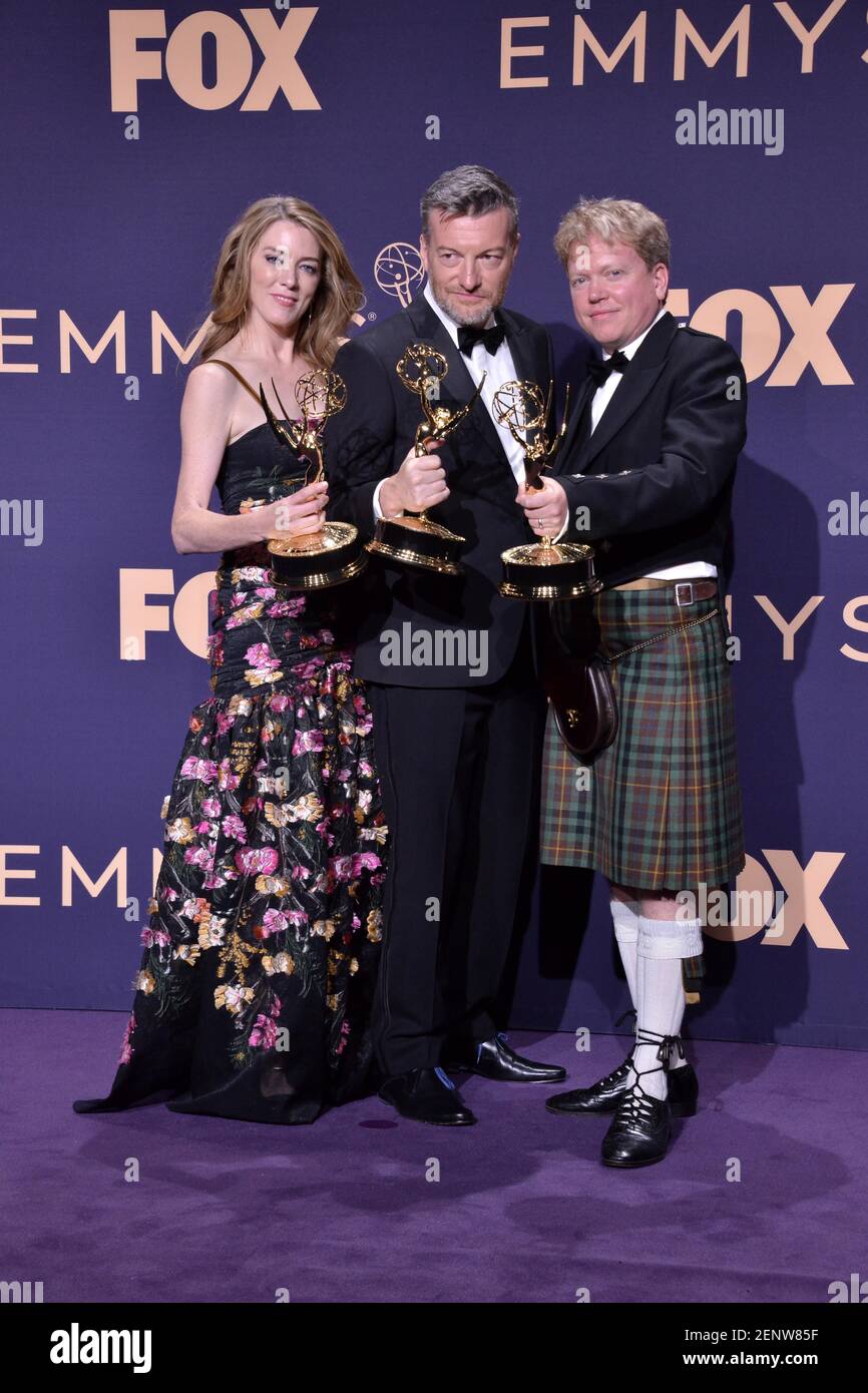 Annabel Jones, Charlie Brooker, and Russell McLean poses in the press ...