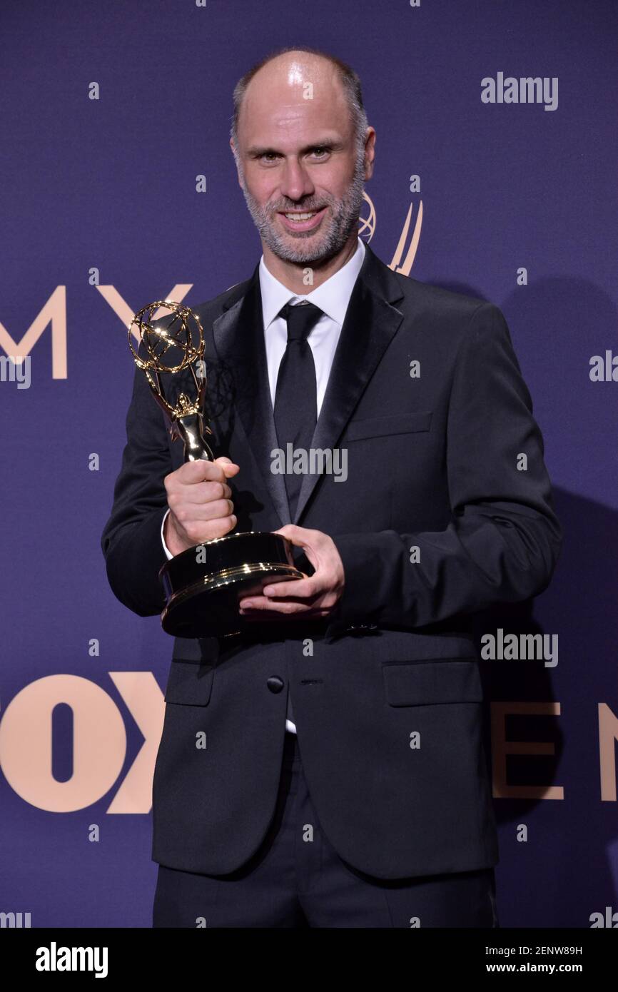 Jesse Armstrong poses in the press room at the 71st Primetime Emmy ...