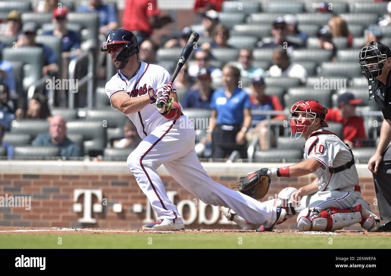 September 19, 2019: Atlanta Braves catcher Tyler Flowers singles on a ...