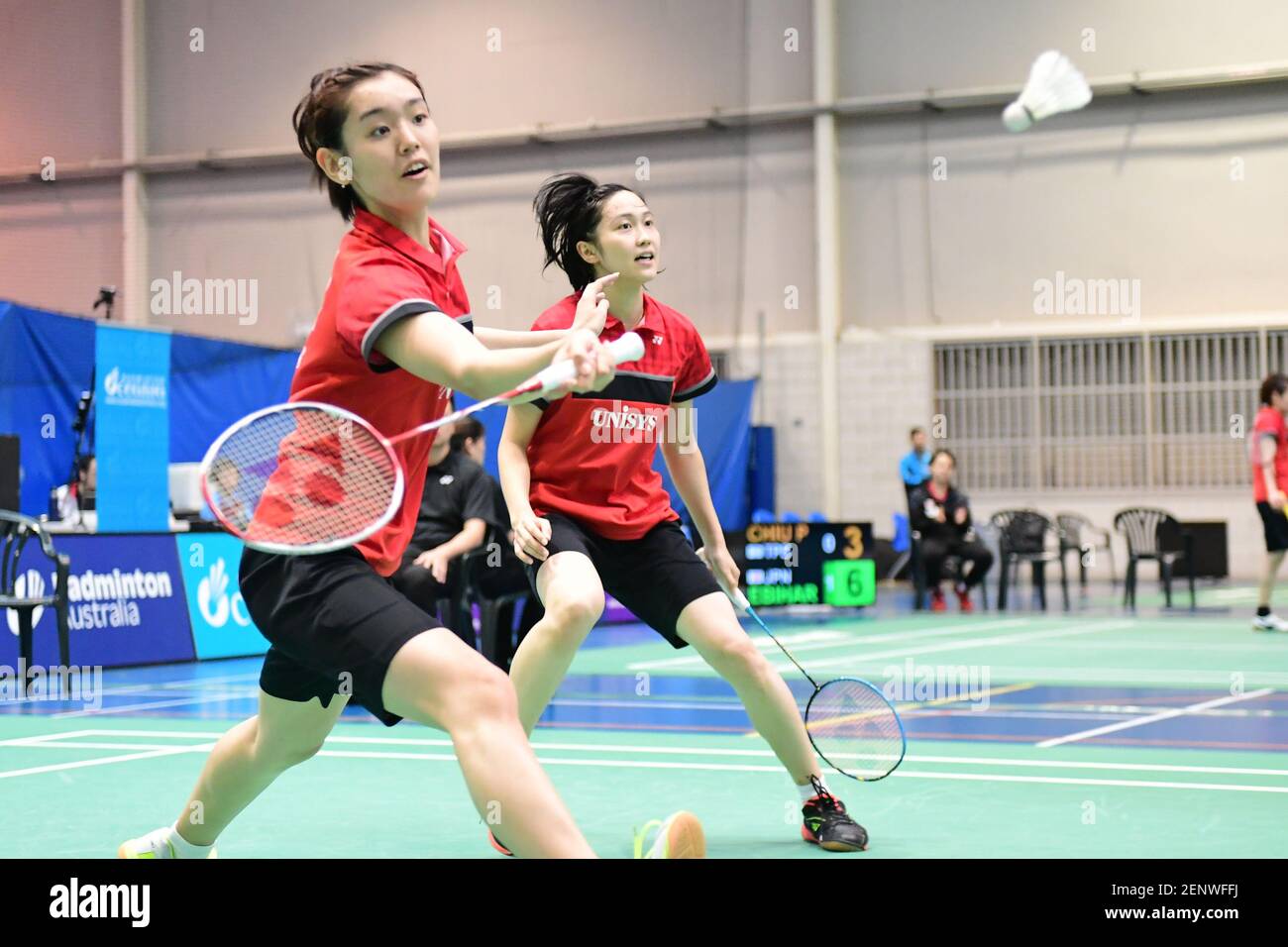 Rin Iwanaga and Kie Nakanishi (Japan) seen in action during the 2019 ...