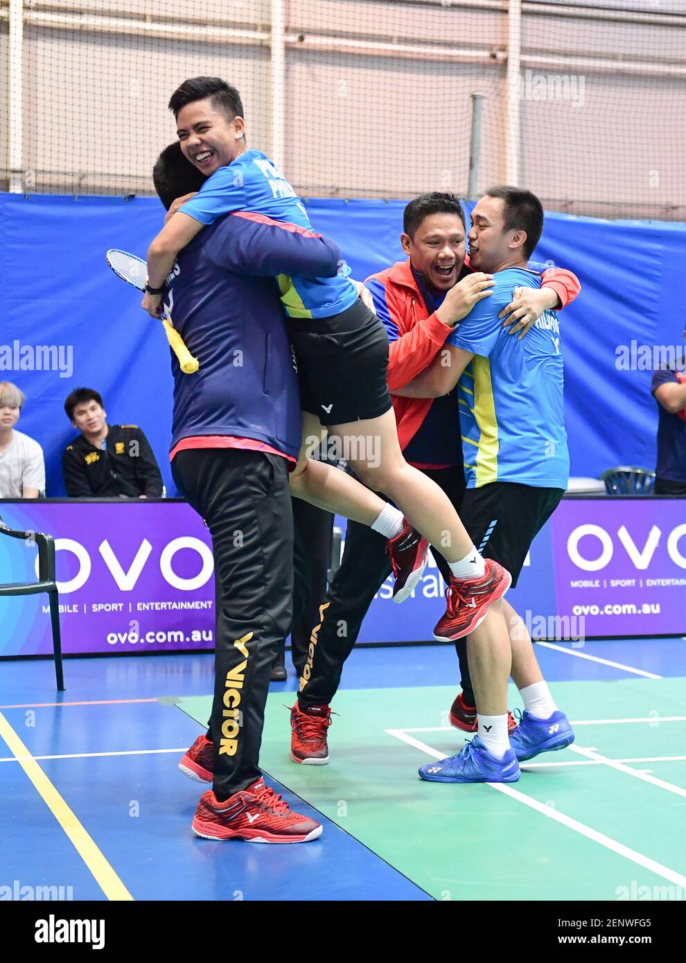 Peter Gabriel Magnaye and Thea Marie Pomar (Philippines) are seen celebrating after winning the ...