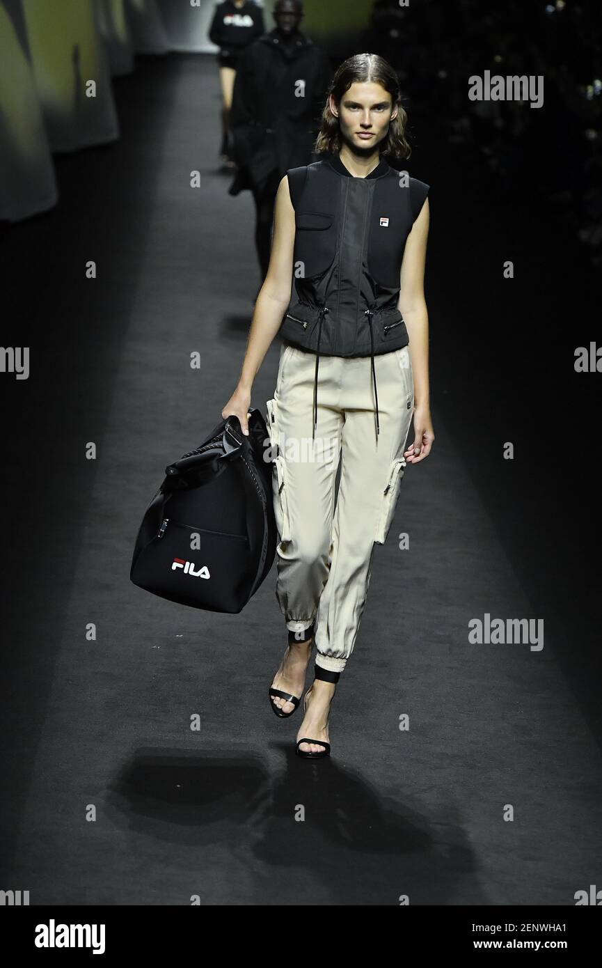 Model walking on the runway FILA Fashion Show during Milan Fashion Week ...