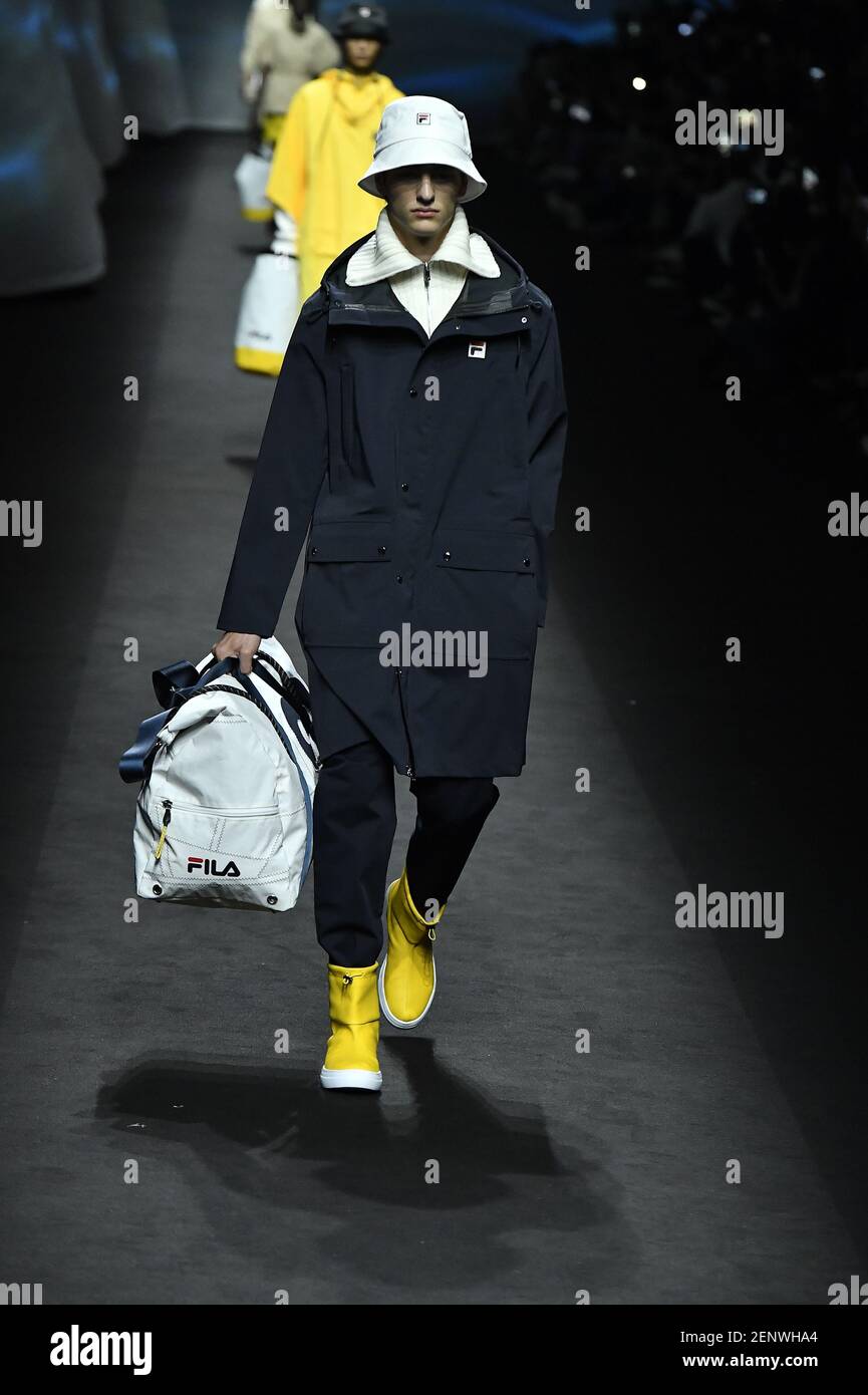 Model walking on the runway FILA Fashion Show during Milan Fashion Week ...