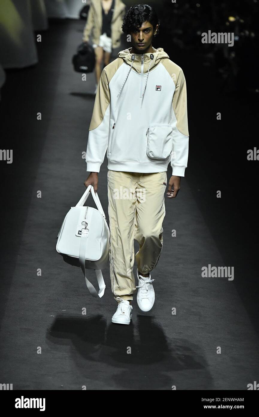 Model walking on the runway FILA Fashion Show during Milan Fashion Week ...