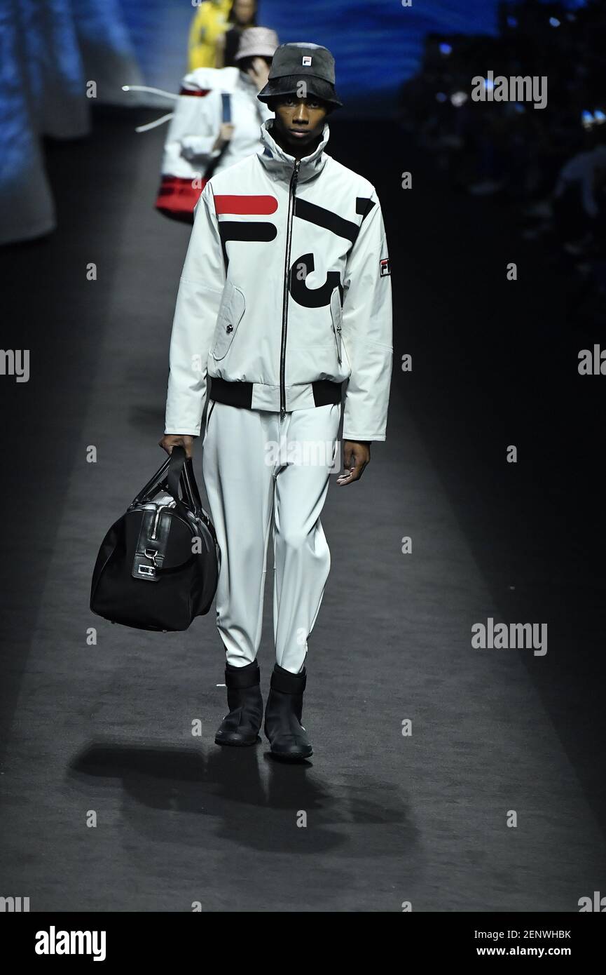 Model walking on the runway FILA Fashion Show during Milan Fashion Week ...