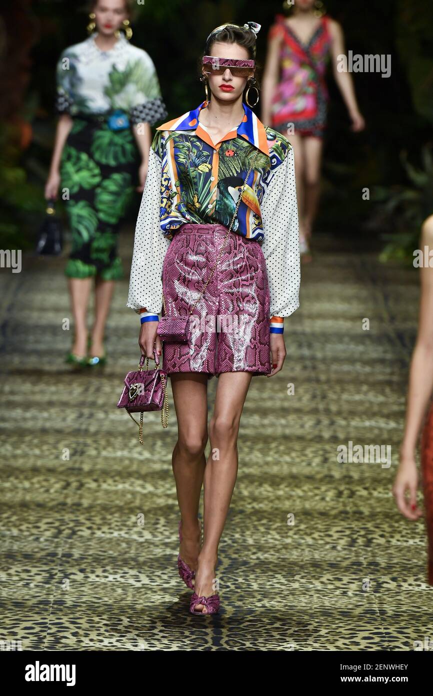 Model Karlijn Kusters walking on the runway Dolce Gabbana Fashion Show ...