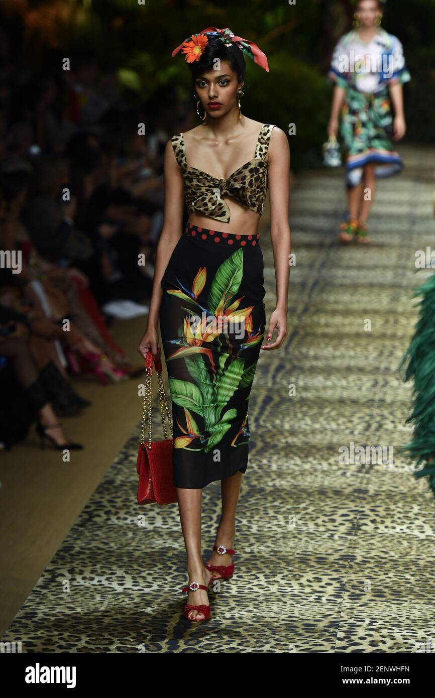 Model Diya Prabhakar walking on the runway Dolce Gabbana Fashion Show ...
