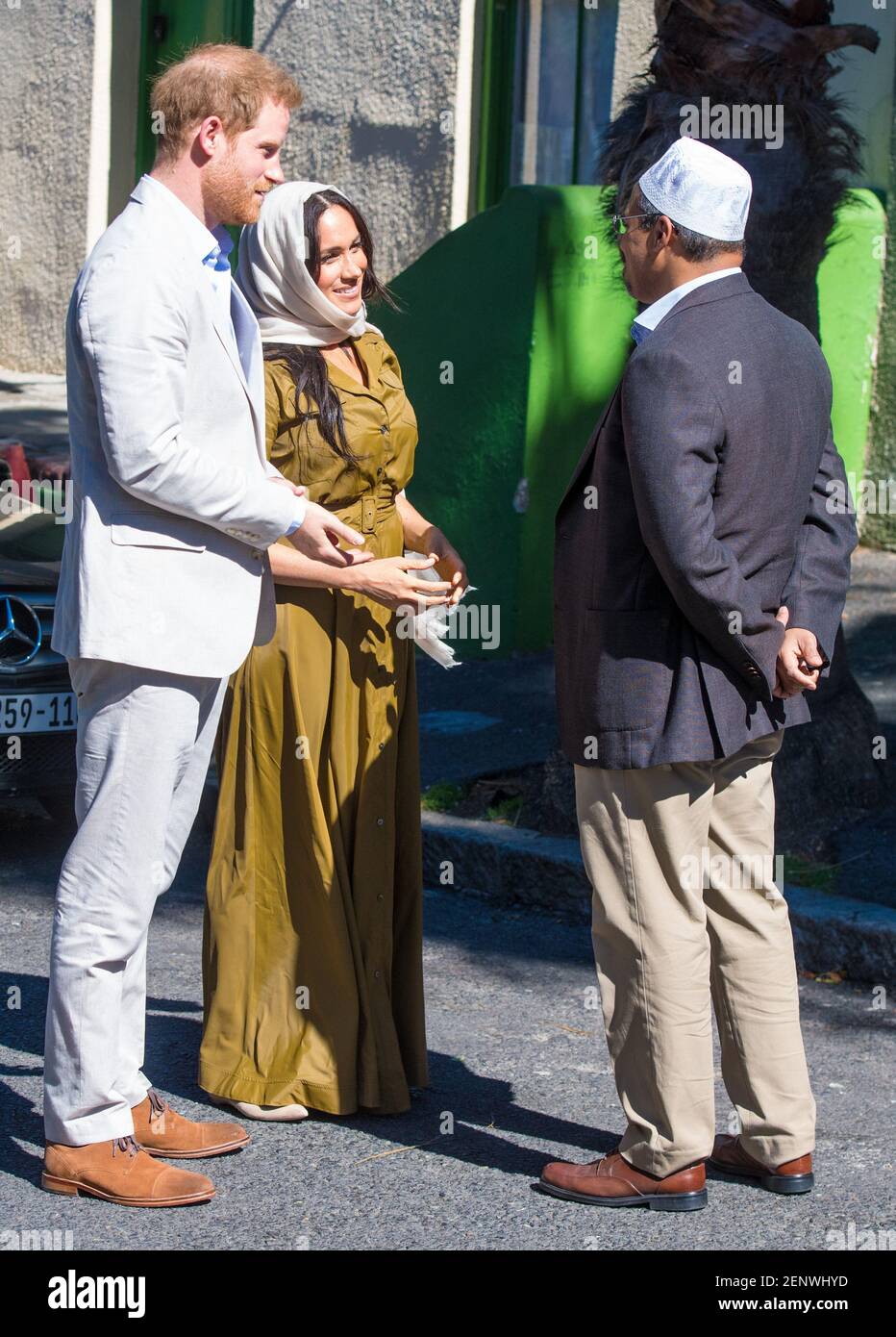 Prince Harry and Duchess of Sussex during a visit to Auwal Mosque, the oldest mosque in South ...