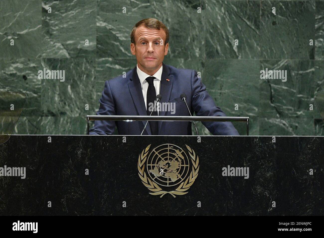 Emmanuel Macron, President of the French Republic, addresses the 74th ...