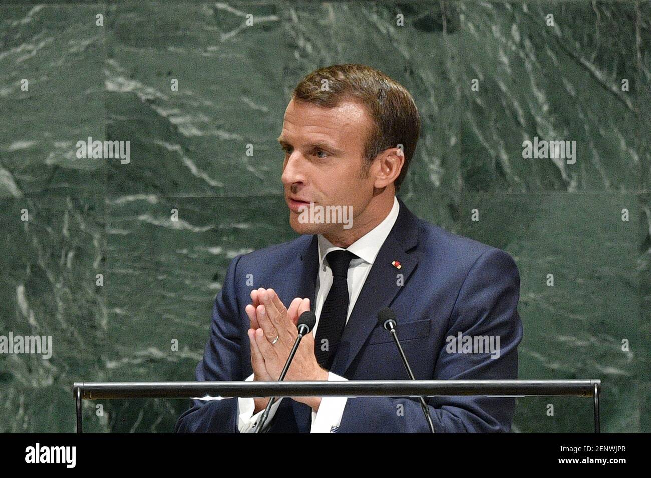 Emmanuel Macron, President of the French Republic, addresses the 74th ...