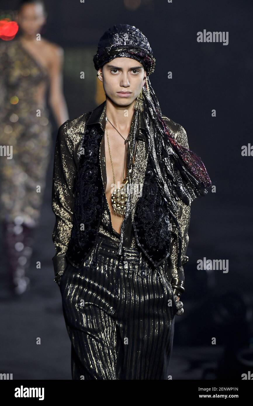 Model Anna Herrera walking on the runway during the Yves Saint Laurent ...