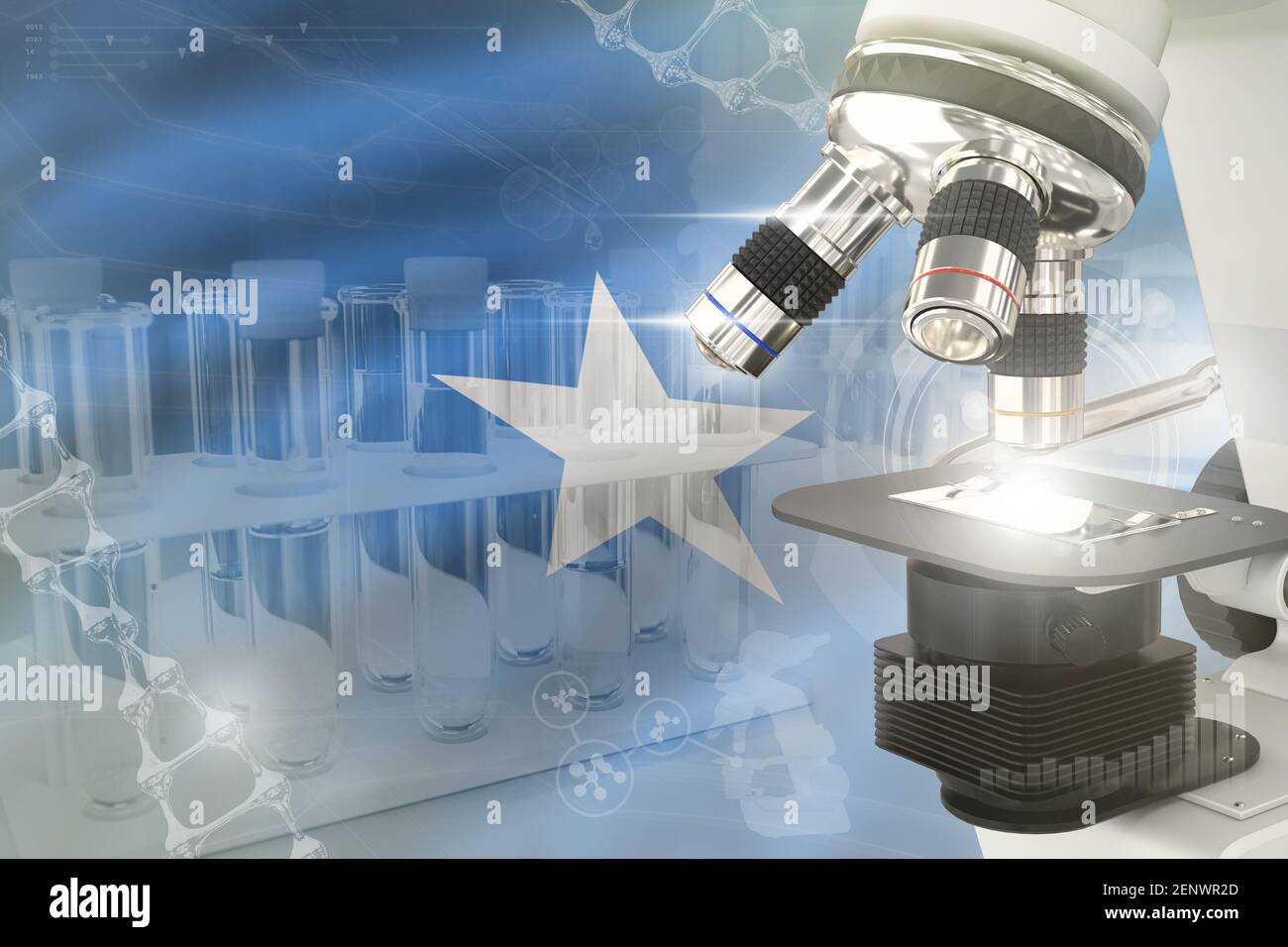 Somalia science development digital background - microscope on flag ...