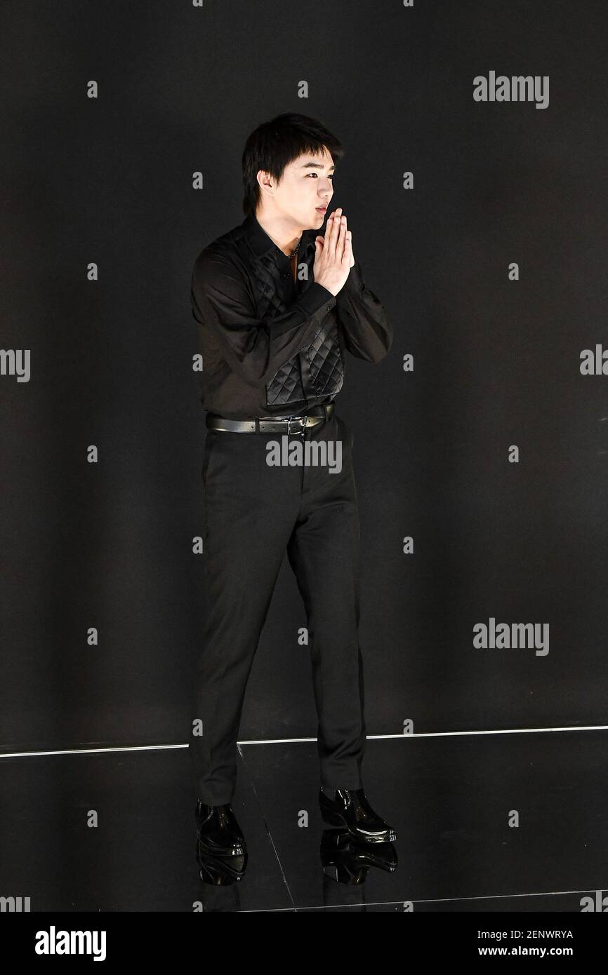 Fashion designer Calvin Luo walks the runway during the Calvin Luo ...