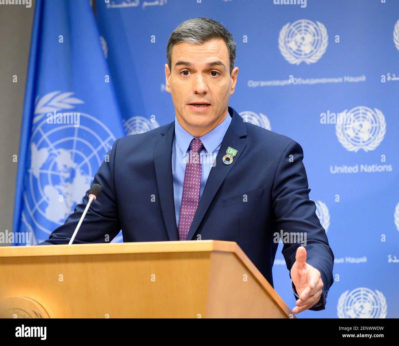 September 25, 2019 - New York, NY, United States: Pedro Sanchez ...